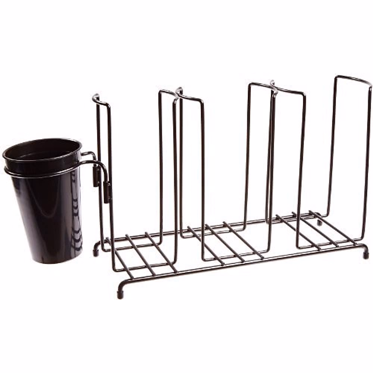 San Jamar C8003WFS Steel Cup and Lid Wire Organizer with Caddy and 3 Stacks, Black