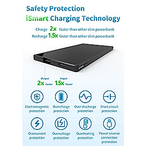 TNTOR Ultra Slim Power Bank 5000mAh, 0.24in Ultra Thin Battery Pack with Portable Short Charging Cable, Small Portable Phone Charger -Compatible with iPhone Series only