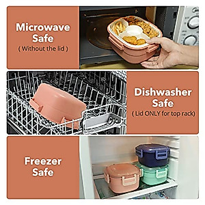 Caperci Superior Salad Container for Lunch To Go - Large 55-oz Salad Bowl Lunch Box Container with 4-Compartment Bento-Style Tray, 3-oz Sauce Container, Reusable Spork & BPA-Free (Pink)