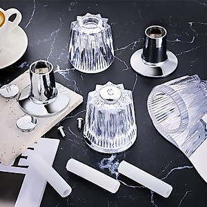 HyqehrtYazc Shower Knob Replacement 3 Pieces Acrylic Hot and Cold Handles Compatible with Price Verve Windsor Tub and Shower Faucets, Clear Bathtub Faucet Handles Replacement
