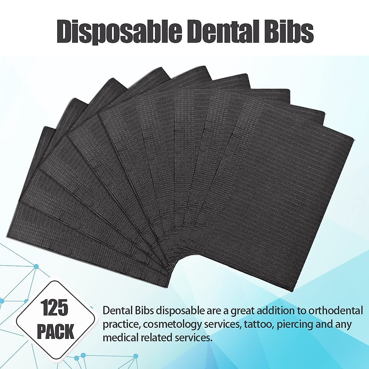 125 Pcs Dental Bibs Disposable for Patient, 13"x18", 3 Ply Waterproof Piercing Tattoo Paper Napkin Tissue Bib for Dental Clinic, Tattoo Station and Salon…