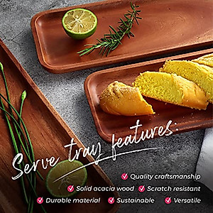 Serving platter (Set of 3-16x5,5inch) Serving Tray, wood serving tray, Dinner Platters Solid Natural Wooden Boards for Food Dinner - Decorative Trays for Eating and Home kitchen Decor