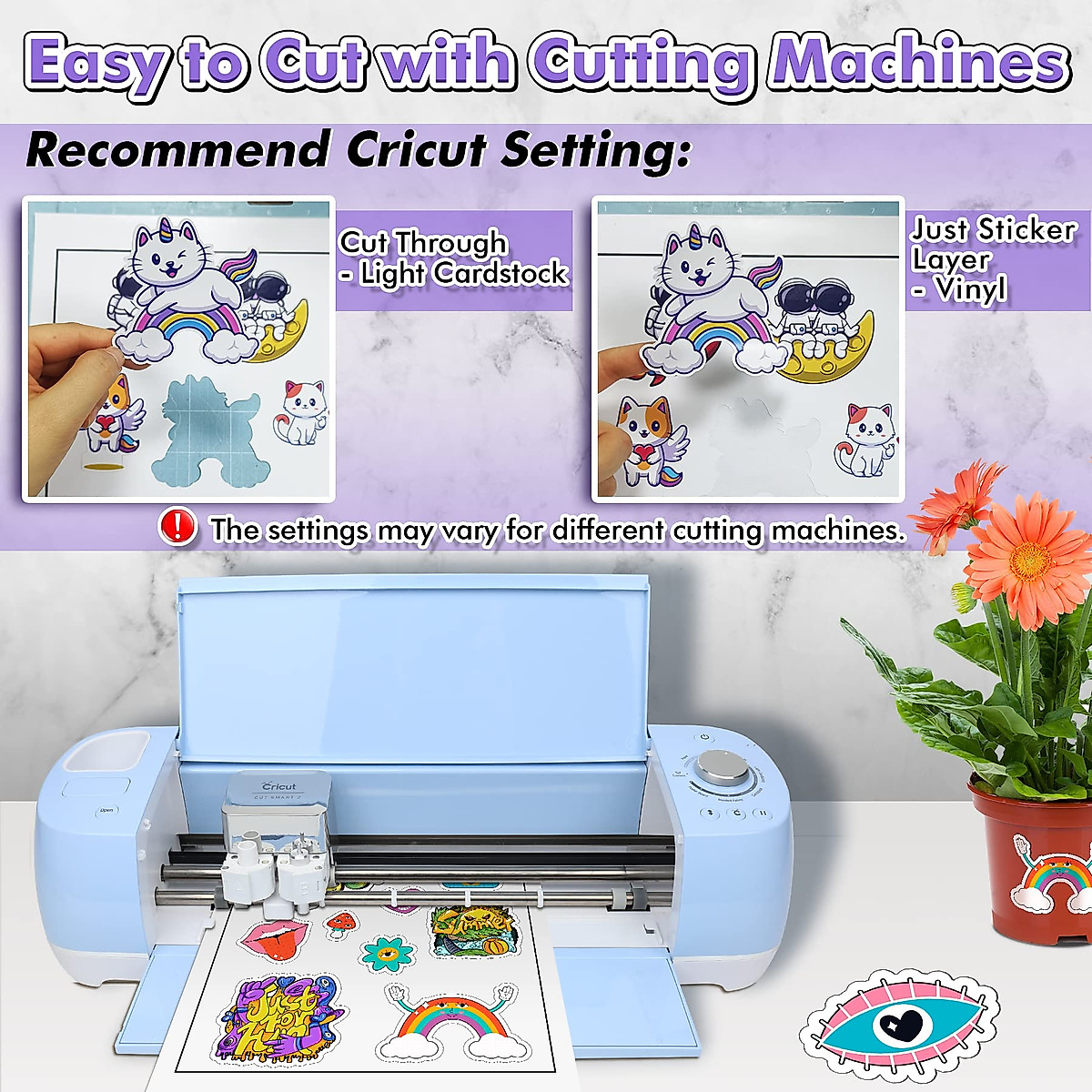 Koala Semi Glossy Sticker Paper for Inkjet and Laser Printer 100 Sheets Printable Sticker Paper, 8.5 x 11 Inch Adhesive Photo Sticker Paper, Work Well with Cutting Machine