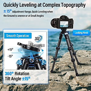 SIRUI AM223L Travel Video Tripod with Leveling Base, Mini Carbon Fiber Desktop Tripod for DSLR Camera Video Camcorder, Max Load 33lbs, Max Height 14.2"