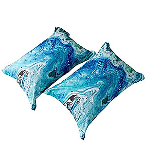 HYPREST Aqua Blue Duvet Cover Set Queen Size,3 Pcs Soft Cooling Aesthetic Duvet Cover with Ties and Zipper,Ocean Beach Themed Bedding Duvet Covers Queen,Oeko-TEX Certificated