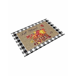 Outdoor Rug 4x6 Reversible Mats Non-Slip Area Rug Outdoor Carpet,Thanksgiving Pumpkin Autumn Leaves Mat for Patio Camping Rv Picnic Backyard Deck Balcony Porch Beach Trailer
