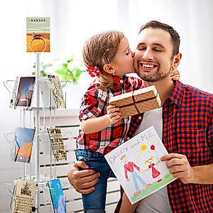 12 Pockets Countertop Rotating Greeting Card Rack with 200 Clear Resealable Polypropylene Bags 3 Tier Metal Display Stand Spinning Floor Stand Pocket Rotating Holder for Stickers Showcase (White)
