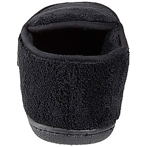 isotoner Men's Microterry Memory Foam Indoor/Outdoor Slip-On Slippers, Black, 11-12