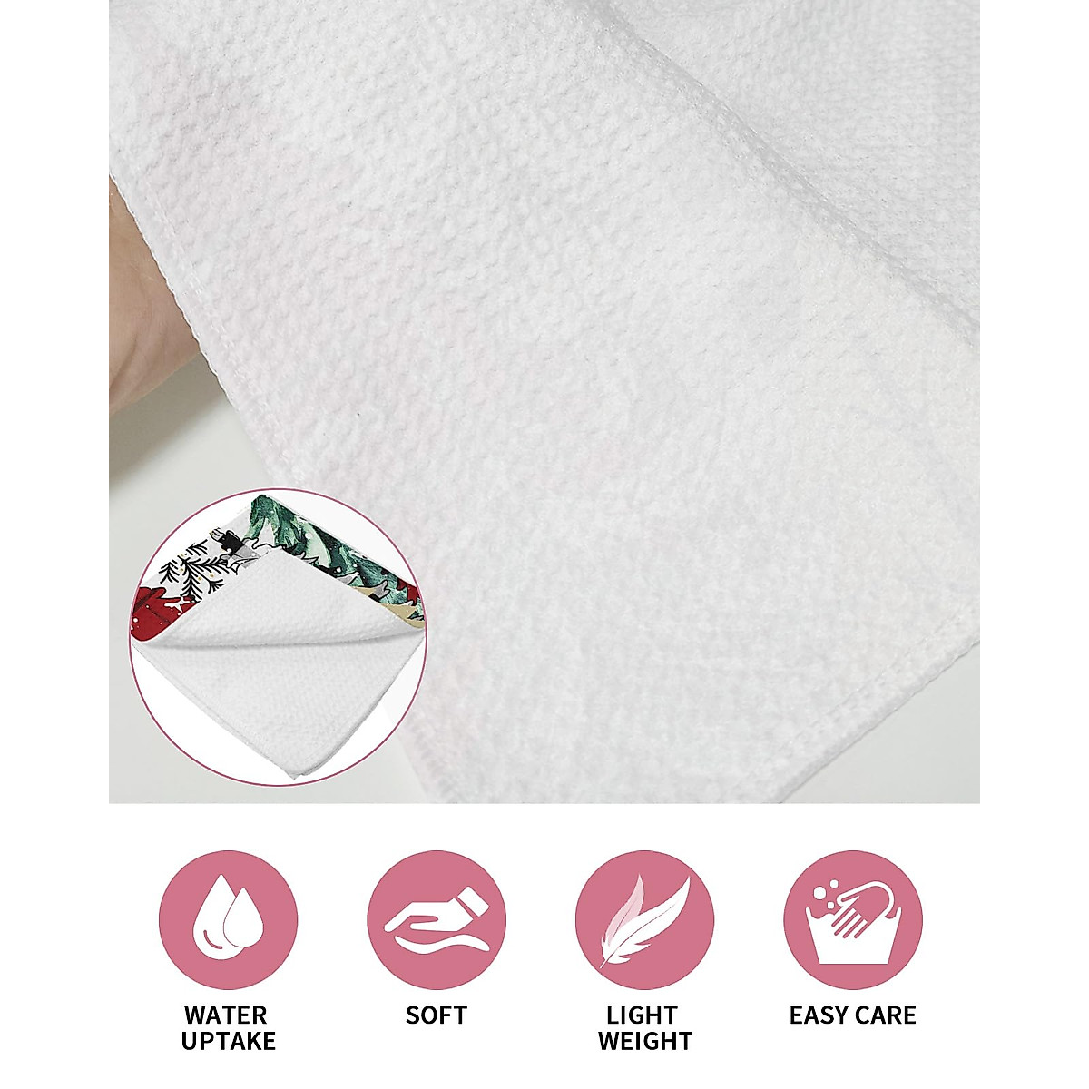 Hokiten Christmas Tree Waffle Kitchen Towels Dishcloths, Merry Christmas Xmas Tree Winter Snowflake Absorbent Dish Towels | Hand Towels for Bathroom/Bar, 12 x 12 Inch, 2 Pcs