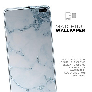 DesignSkinz Marble & Digital Blue Frosted Foil V7 Protective Vinyl Decal Wrap Skin Cover Compatible with The Samsung Galaxy S20 (Screen Trim & Back Glass Skin)