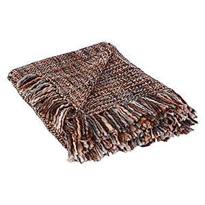 DII Textured Modern, Varigated Acrylic Woven Throw, 50x60-Inch, Bronze