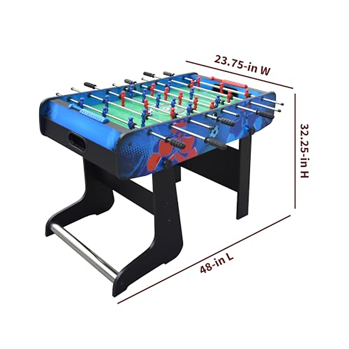 Hathaway Gladiator 48" Folding Foosball Table, Arcade Table Soccer for Game Rooms, Includes Foosballs, Blue/Black