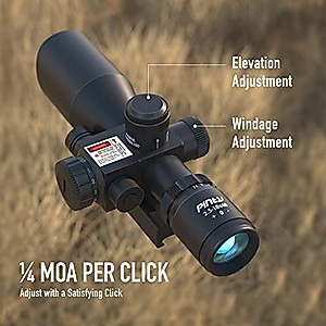 Pinty 2.5-10x40 Red Green Illuminated Mil-dot Tactical Rifle Scope with Red Laser Combo - Green Lens Color