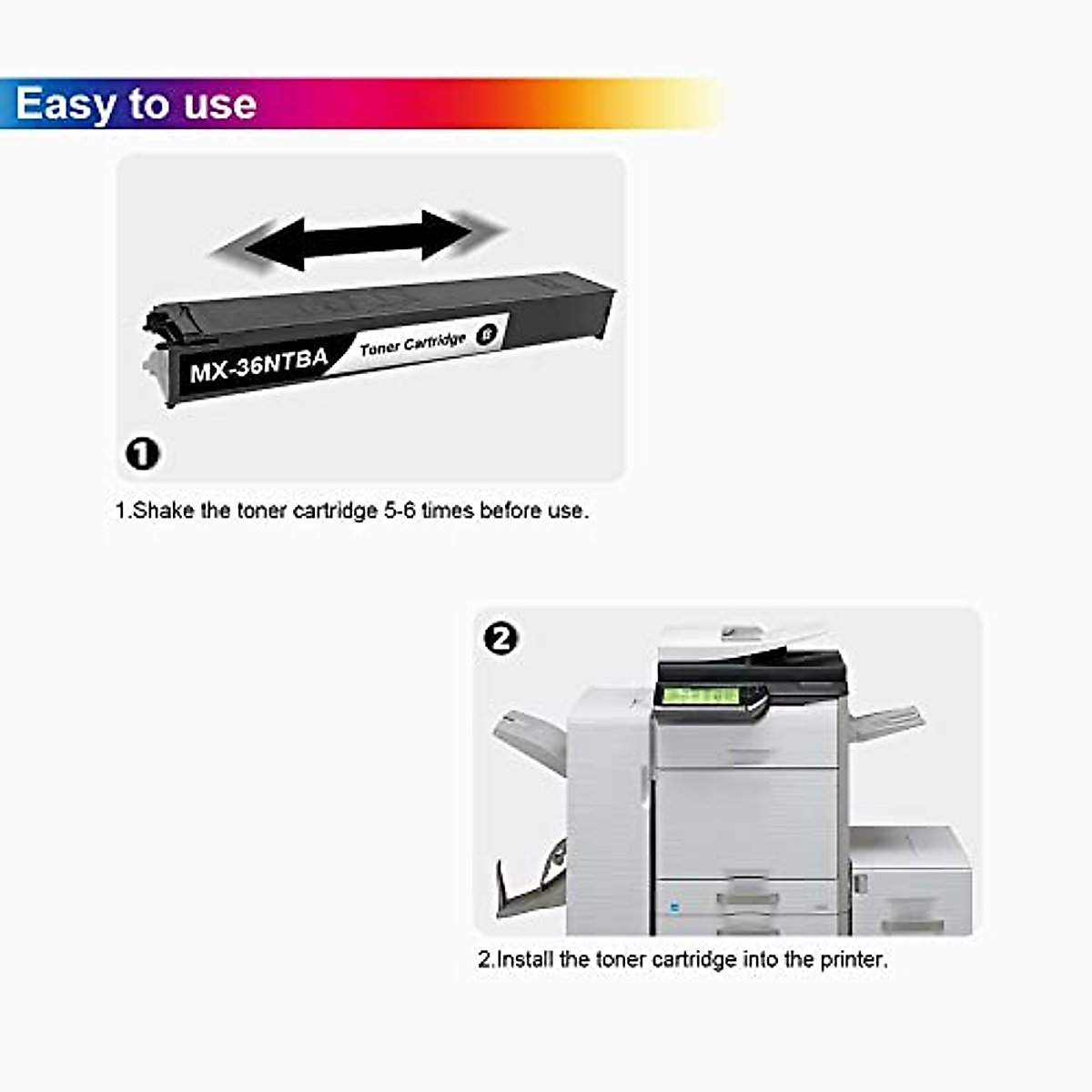 CHENPHON MX-36NT Toner Cartridge Replacement for Sharp MX-36NT MX36NT use for Sharp MX-2610N MX-2615N MX-3110N MX-3115N MX-3610N Printer丨MX-36NTBA MX-36NTCA MX-36NTMA MX-36NTYA Ink [4Pack-KCMY]