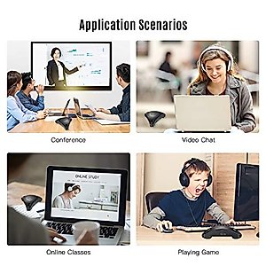Conference Microphone Omnidirectional USB Speakerphone Microphone for 8-10 People Business Conference,360° Omnidirectional Microphone Intelligent DSP Noise Reduction for Video Meeting (Gray)