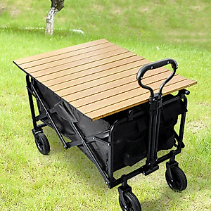 Bgarden Carts,Collapsible Wagon,Sports Outdoor Utility Wagon Folding Garden Wagon Sports Steel Frame Foldable Yard Car Camping Cart with Side Pockets and Folding Table Board,Table board