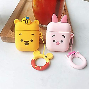 TEMTOOE Silicone Case Cute Cover Compatible for Apple Airpods 1,2[Cartoon Series](Winnie/Piglet)