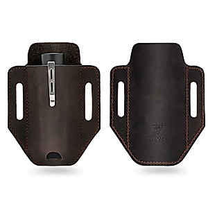 VIPERADE PJ31 Multitool Sheath, Flashlight Holster for Belt, EDC Pocket Pouch Leather Sheath for Men, Belt Sheath EDC Holster for Multitool, Flashlight, Folding Pocket Knife (No MOLLE-Brown)