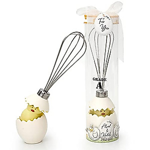 Kate Aspen Stainless-Steel Egg Whisk in Showcase Gift Box Baby Shower Favor, Silver/White