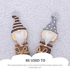 FOMIYES Christmas Decor 6pcs Christmas Gnomes Photo Holders, Christmas Table Number Place Holders, Wooden Base Name Cards Stands, Notepads Stand for Christmas Party Favors Wood Decor