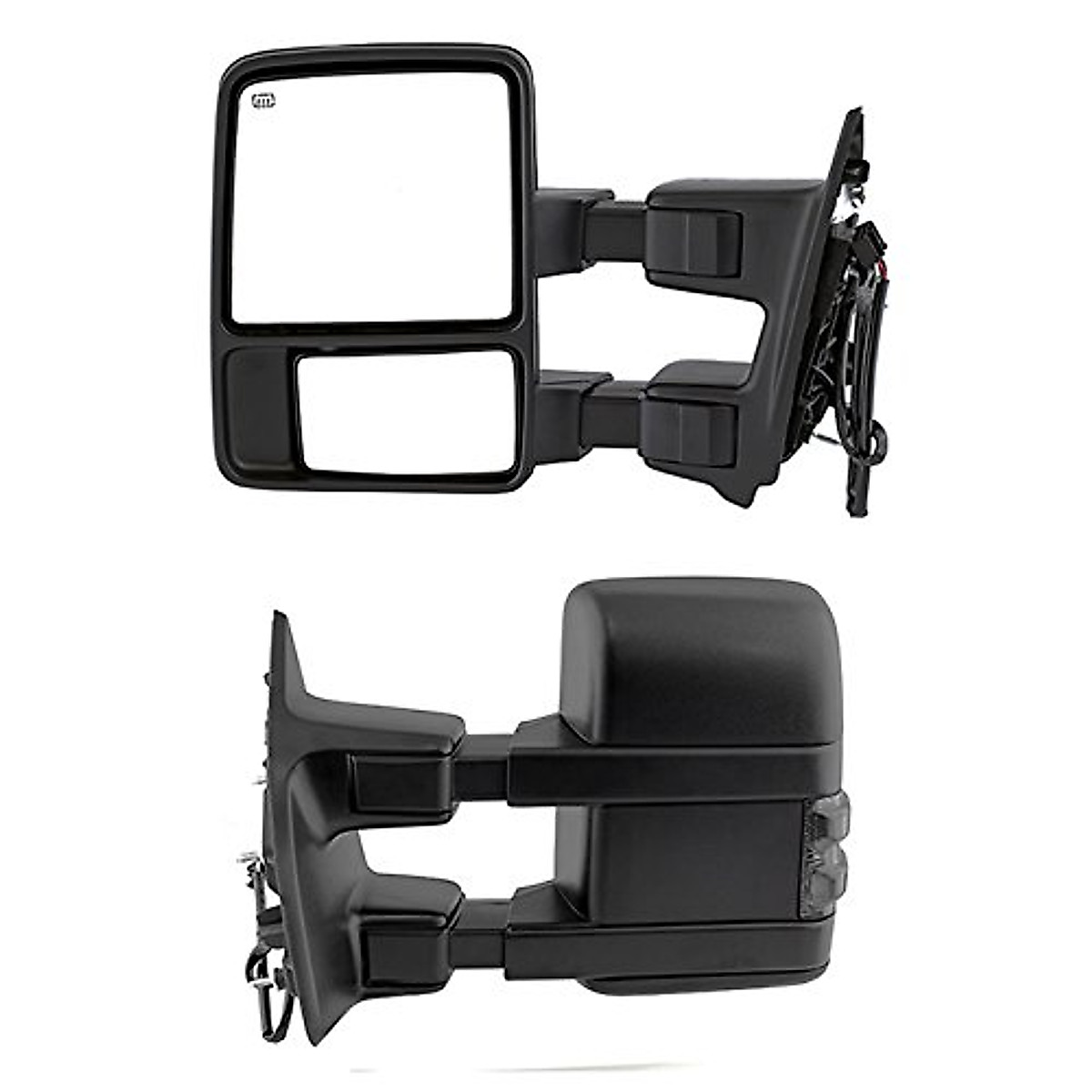 AKKON - For 2008-2016 F250 F350 F450 F550 SuperDuty Smoked Extendable Towing Manual Telescoping Wide Angle Side Mirrors Pair