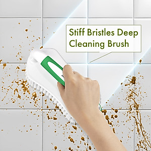 Amazer Scrub Brush Comfort Grip & Flexible Stiff Bristles Heavy Duty for Bathroom Shower Sink Carpet Floor - Pack of 2 (Green+Green)
