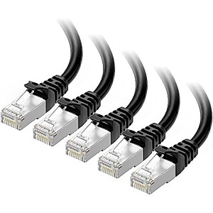 Cable Matters 10Gbps 5-Pack Snagless Shielded Cat 6A Ethernet Cable - 5ft, Cat 6A Cable, Cat6A Cord, Ethernet Cord, Black