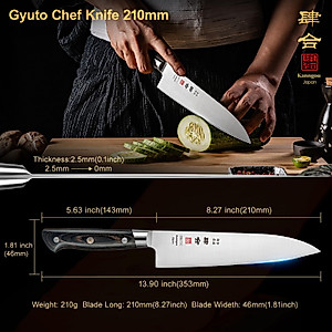 kanngou Japanese Chef Knife, 8 Inch Chef Knife Chef's Knives, Kitchen Knife, Gyuto Knife 210mm, Japanese Alloy Steel Knife, Gift for Husband Dad with Premium Gift Box (Black Handle, 8.27 inches)