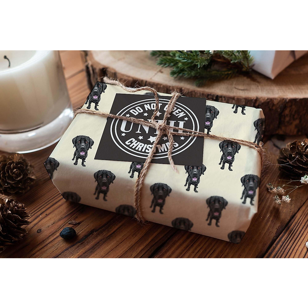 Cute Black Labrador Retriever Gift Wrap, Black Lab Wrapping Paper, Dog Christmas Birthday Party Decoration Decor (6 foot x 30 inch roll)