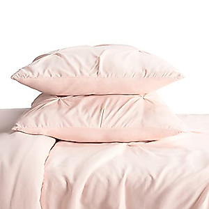 SERTA Simply Clean Ultra Soft 3 Piece Hypoallergenic Stain Resistant Pleated Duvet Cover Set, Full/Queen, Blush