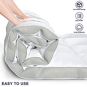 subrtex Feather Mattress Topper Queen, Bed Mattress Topper, Breathable Mattress Pad Overfilled with Soft White Goose Down (60"x80")