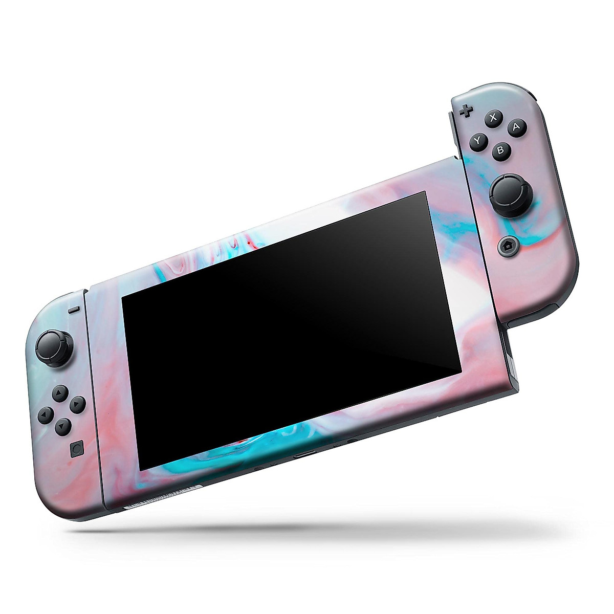 Design Skinz - Compatible with Nintendo Switch OLED Dock Only - Skin Decal Protective Scratch-Resistant Removable Vinyl Wrap Cover - Marbleized Teal and Pink V2