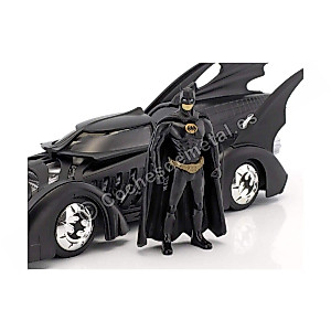 Jada Toys DC Comics Batman Forever Batmobile & Batman Figure 1:24 Die - Cast Vehicle with Figure Matte Black