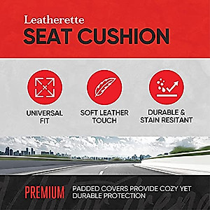 Motor Trend Seat Covers for Cars Trucks SUV, Faux Leather 2-Pack Gray Padded Car Seat Covers with Storage Pockets, Premium Interior Seat Cover