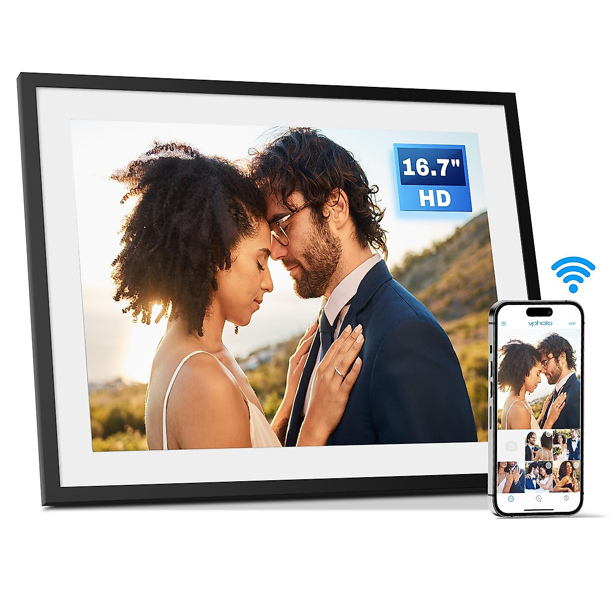 Arktronic 16.7 Inch Extra Large Digital Picture Frame WiFi 32GB, Electronic Photo Frame HD Touch Screen, Motion Sensor, Instantly Share Photos/Videos via App & Email, for Mom