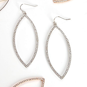 Rhinestone Earrings for Women - 925 Sterling Silver Plated Dangly Earrings for Women, Silver Drop Earrings, Sparkly Simulated Diamond Earrings Dangling, Silver CZ Dangle Hoop Teardrop Earrings