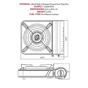 GAS ONE GS-3800DF Dual Spiral Flame 11,000 BTU Portable Gas Stove with Heavy Duty Clear Carrying Case, CSA Listed , Black