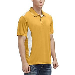 MOHEEN Quick Dry Golf Shirts for Men - Moisture Wicking Short-Sleeve Casual Polo Shirt(Yellow,XL)