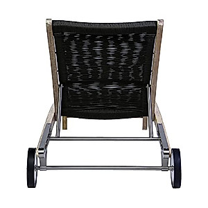 Armen Living Chateau Outdoor Patio Adjustable Chaise Lounge Chair in Eucalyptus Wood and Charcoal Rope