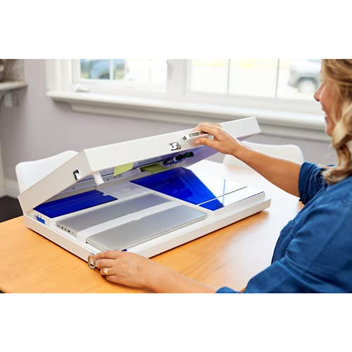 Worky 15-in-1 Home Office Portable Workstation Desk with Built-in Storage, 3.5" D x 26" W x 16.5" H, 14 Lbs, White