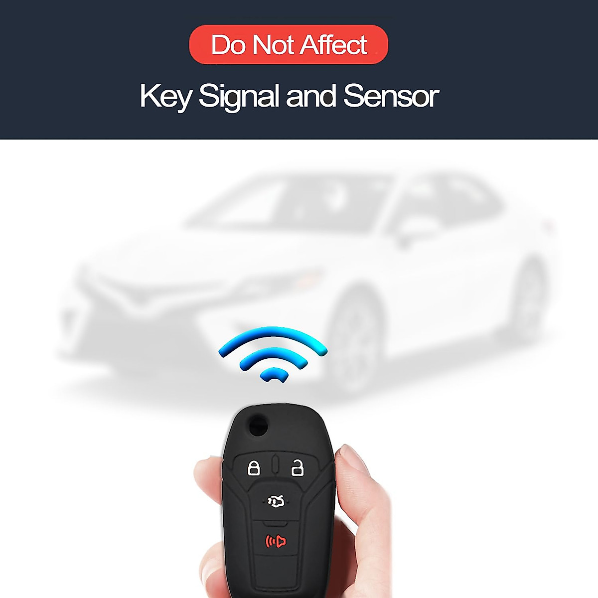 INFIPAR 2pcs Compatible with Ford Transit-150 250 350 HD E-Transit Connect Maverick F-150 Lightning F-250 F-350 F-450 F-550 Super Duty F-650 F-750 Ranger Black Key Fob Cover Case Key Chain Holder