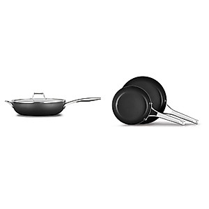 Calphalon Premier Hard-Anodized Nonstick 13-Inch Deep Skillet with Lid & Premier Hard-Anodized Nonstick Frying Pan Set, 10-Inch and 12-Inch Frying Pans
