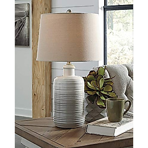 Signature Design by Ashley Marnina 25.5" Neutral Ceramic Table Lamp Set, 2 Count, Taupe