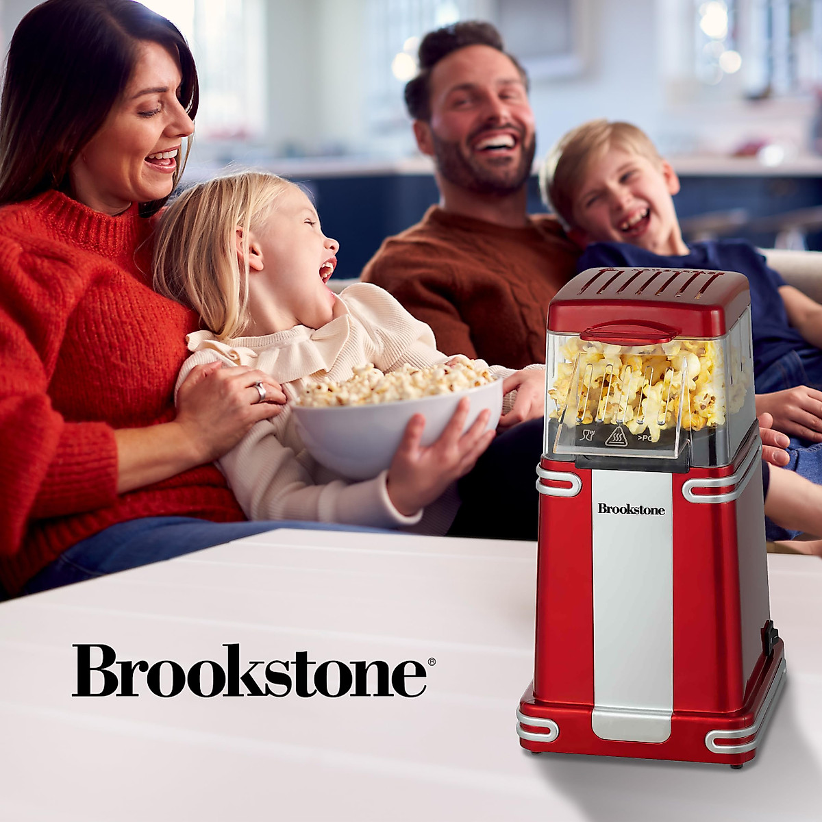 Brookstone Classic Style Popcorn Machine, Air Popper Popcorn Maker Machine Electric, Nostalgia Movie Theatre Popcorn Style, Makes 2 Cups, No Oil, Food Safe, Nostalgia Popcorn Maker, Holiday Gift