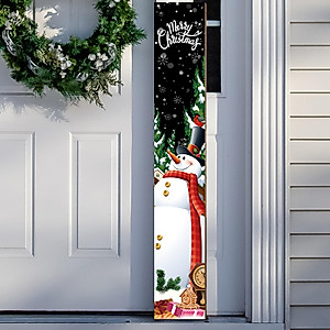 Sasylvia Christmas Wooden Welcome Signs for Front Porch 49.6'' H Snowman Vertical Porch Sign Christmas Porch Decor Winter Porch Leaner Sign Merry Xmas Hanging Signs for Door Wall Display Decorations