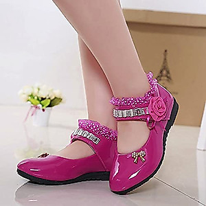 Lykmera Princess Leather Sandals Shoes Children Toddler Boys Girls Shoes Kid Leather Dance Shoes Casual Sandals Shoes (Hot Pink, 3.5-4 Years Toddler)