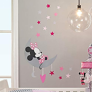Lambs & Ivy Disney Baby Minnie Mouse Celestial Wall Decals, Pink/Gray