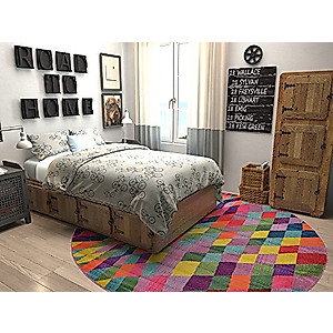 Unique Loom Estrella Collection Geometric, Abstract, Colorful, Modern, Eclectic Area Rug, 8 ft x 8 ft, Multi/Pink