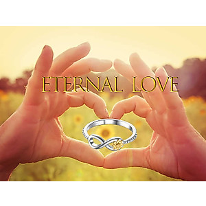 925 Sterling Silver Sunflower Ring Size 9 for Women - Cute 18K Gold Infinity Rings for Women - Anniversary Wedding Birthday Valentine's Day Gifts Jewelry for Loved Ones