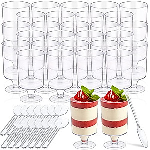 200 Pack 3.5 oz Mini Dessert Cups with Spoons Clear Plastic Parfait Appetizer Cups Small Appetizer Shooter Cups Disposable Mini Plastic Mousse Cups Pudding Fruit Ice Cream Cups for Wedding Party